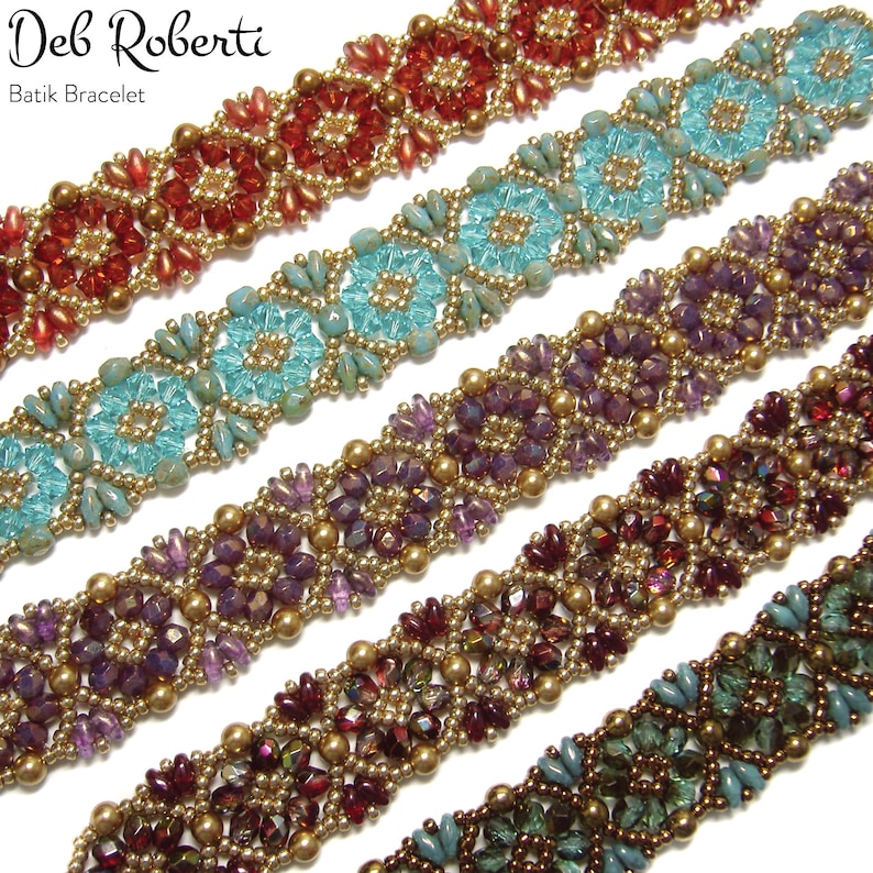 Batik Bracelet & Earrings Beaded Pattern Tutorial by Deb Roberti ...