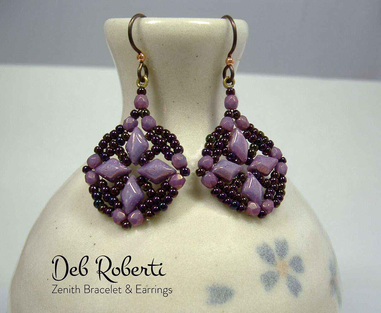Zenith Bracelet & Earrings Beaded Pattern Tutorial by Deb - Etsy