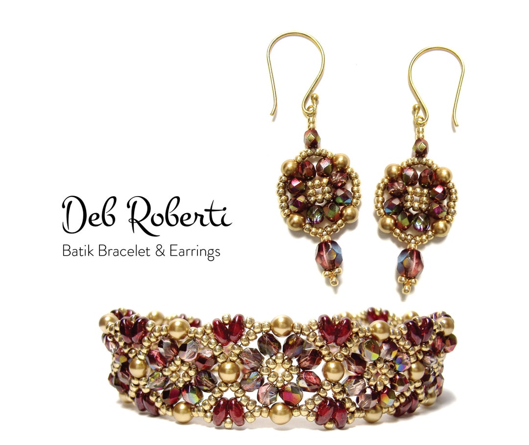 Batik Bracelet & Earrings Beaded Pattern Tutorial by Deb - Etsy