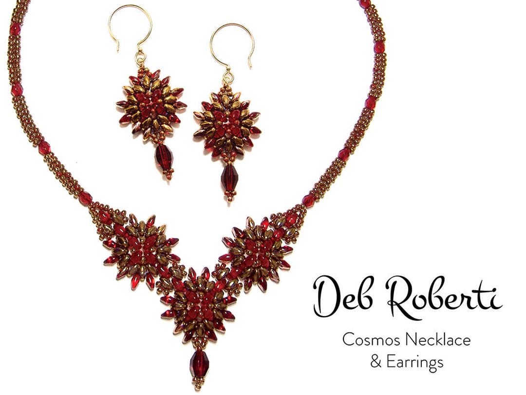 Cosmos Necklace and Earrings Beaded Pattern Tutorial by Deb Roberti ...