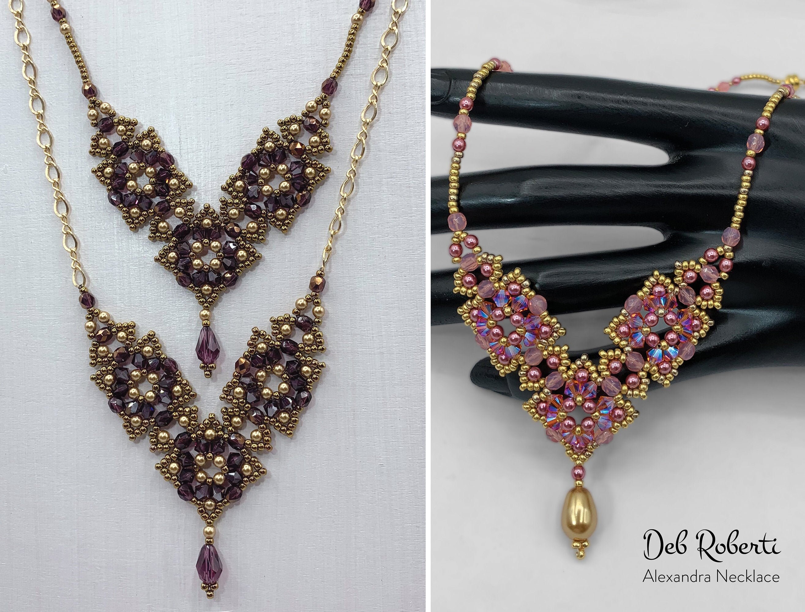 Alexandra Necklace Beaded Pattern Tutorial by Deb Roberti - Etsy