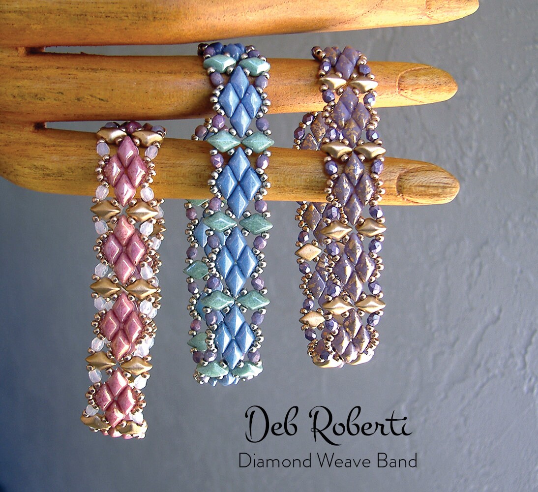 Diamond Weave Band Beaded Pattern Tutorial by Deb Roberti - Etsy