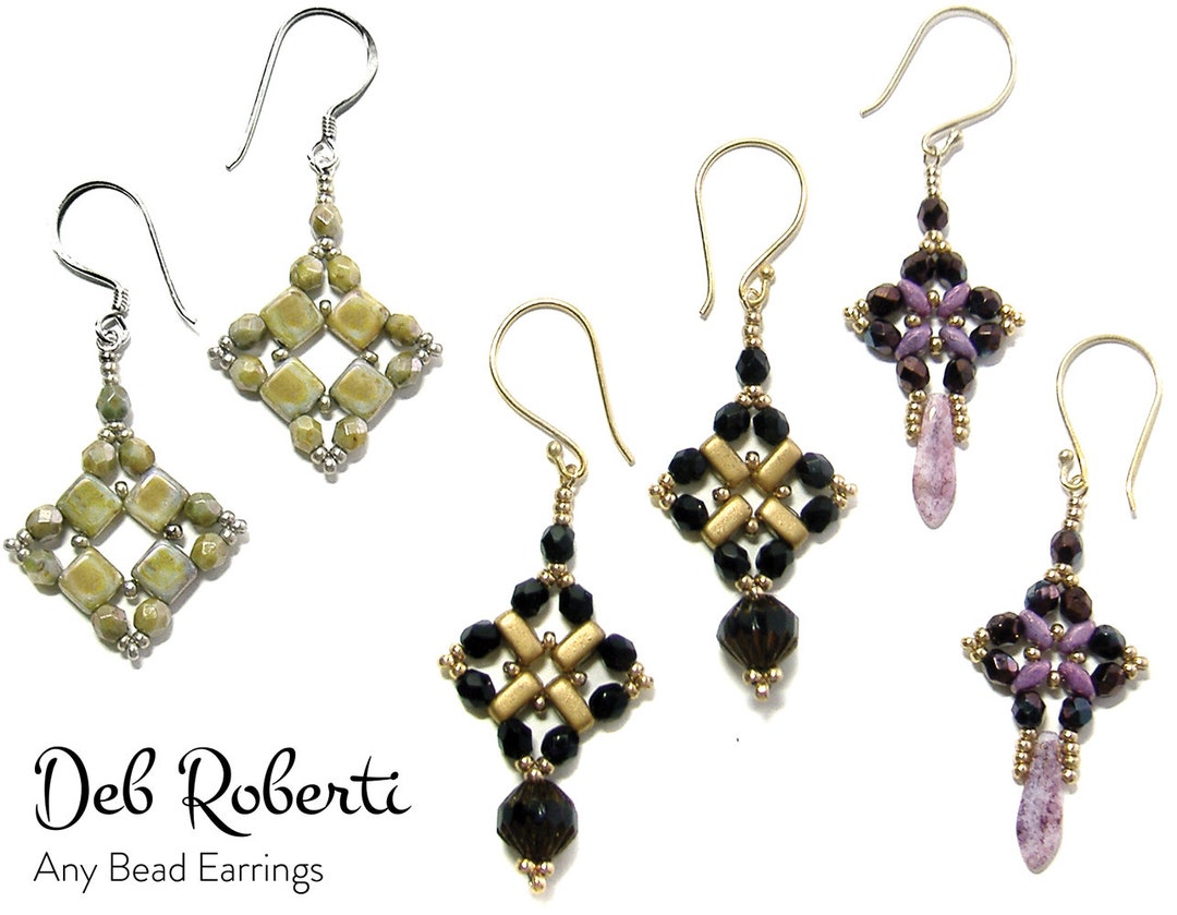 Any Bead Earrings Beaded Pattern Tutorial by Deb Roberti (digital ...