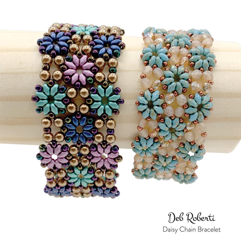 Daisy Chain Bracelet Beaded Pattern Tutorial by Deb Roberti (digital ...