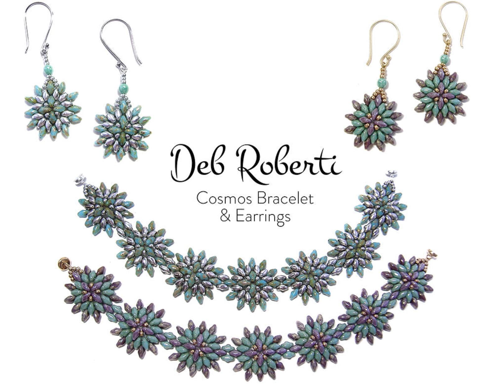 Cosmos Bracelet and Earrings Beaded Pattern Tutorial by Deb - Etsy