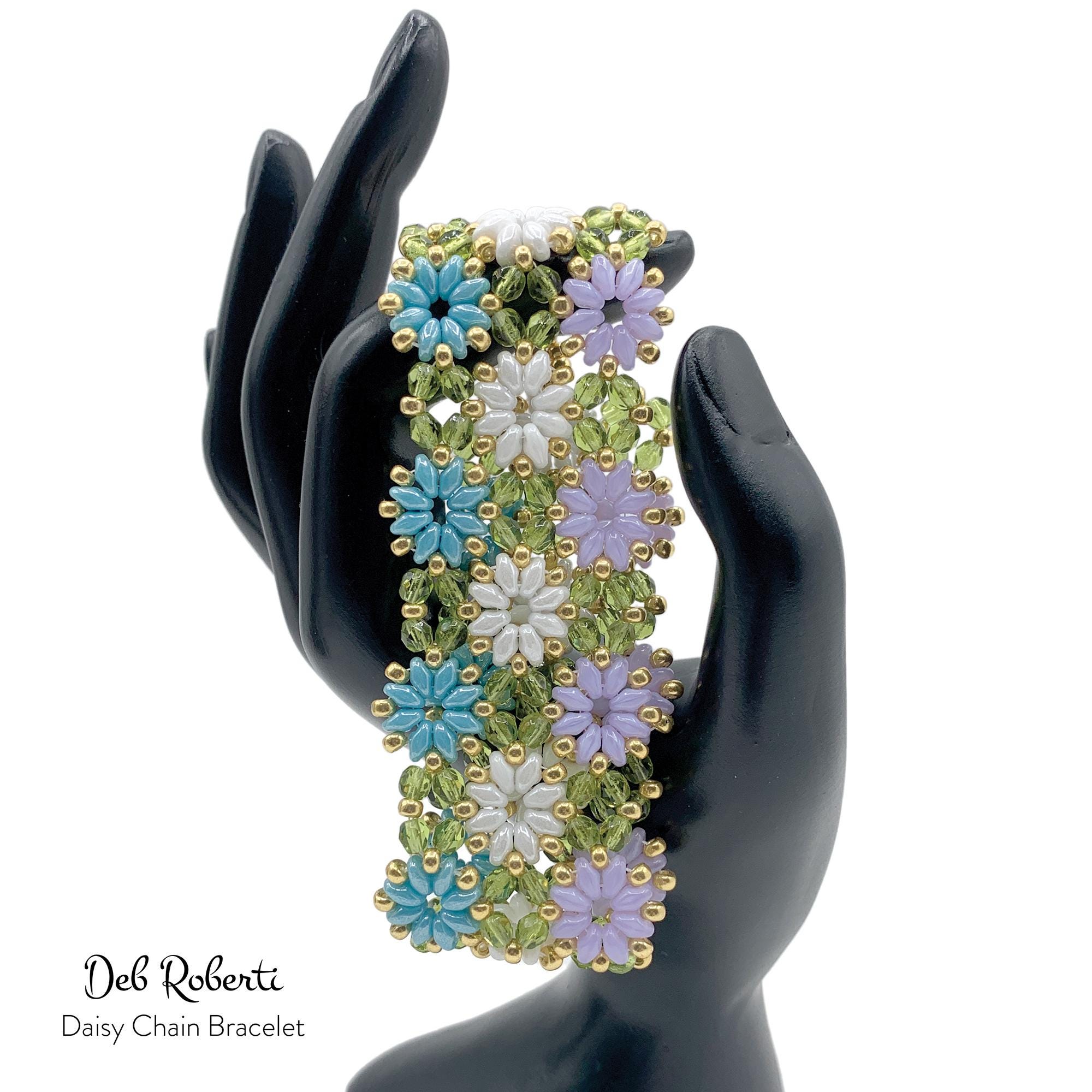 Daisy Chain Bracelet Beaded Pattern Tutorial by Deb Roberti (digital ...