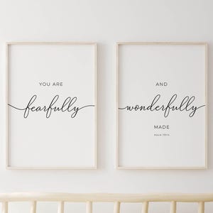 You Are Fearfully and Wonderfully Made, Nursery Bible Verse Wall Art ...