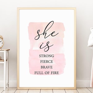 She is Fierce, Girl Bedroom Prints, Teenage Girl Room Wall Art, Nursery ...