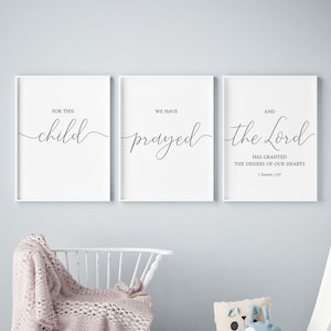 For This Child We Have Prayed, Bible Verse Nursery Prints, Bible ...