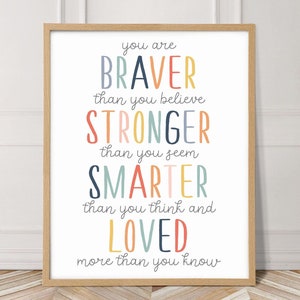 You Are Braver Than You Believe, Winnie the Pooh Quote Nursery Prints ...