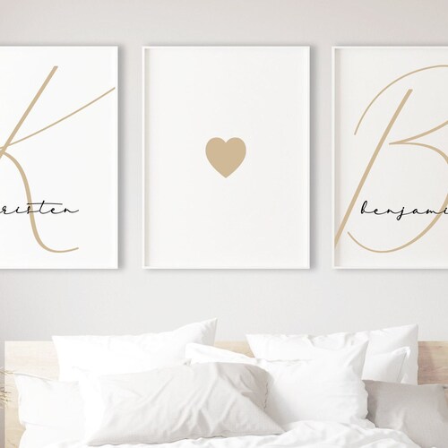 Couple Name Initials Print Master Bedroom Above Bed Art | Etsy