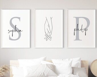 Couple Name Initials Print Master Bedroom Above Bed Art | Etsy Canada