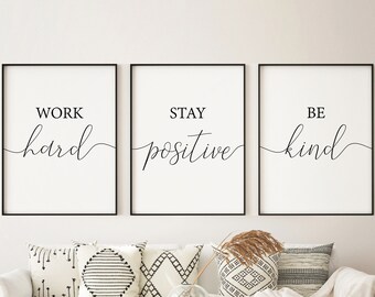 Work Hard // Play Hard // Be Kind // A4 // A5 // Nursery Decor // Home ...