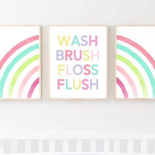 Girl Bathroom Prints Pink Kids Bathroom Wall Art Printable - Etsy