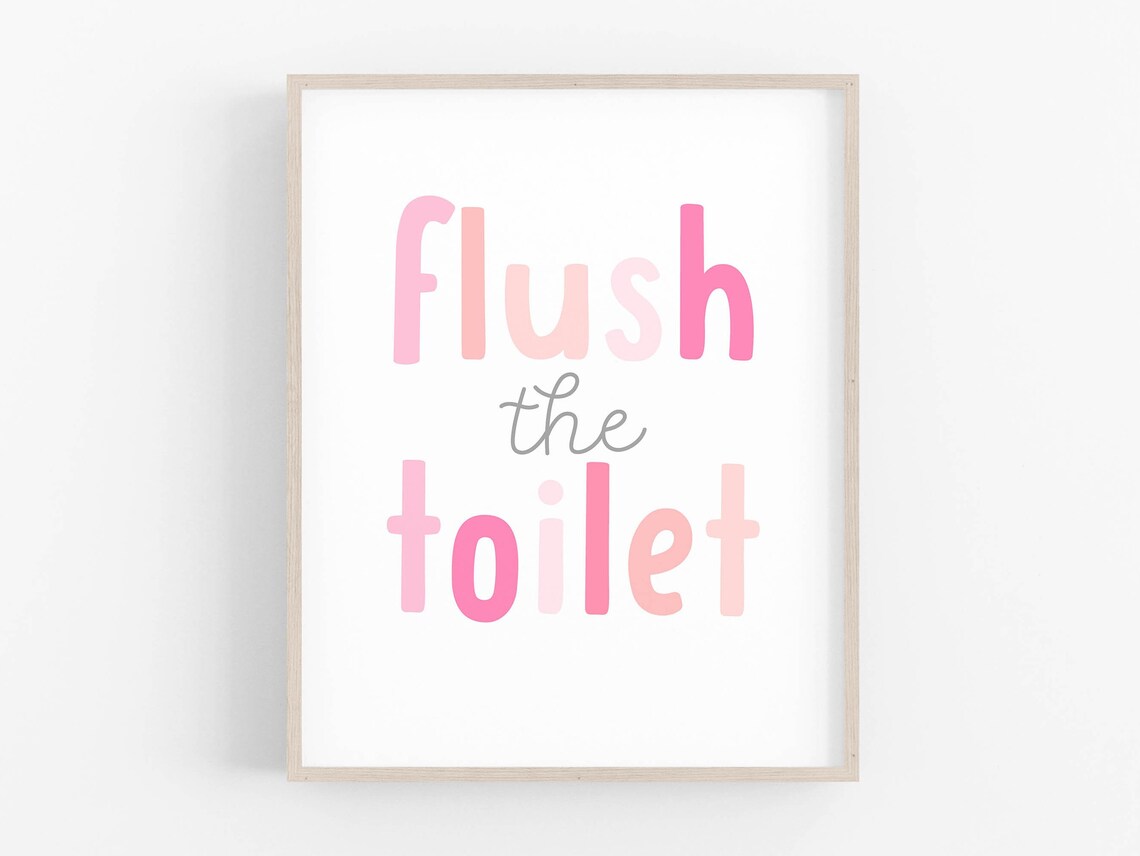 Girl Bathroom Prints Pink Kids Bathroom Wall Art Printable - Etsy