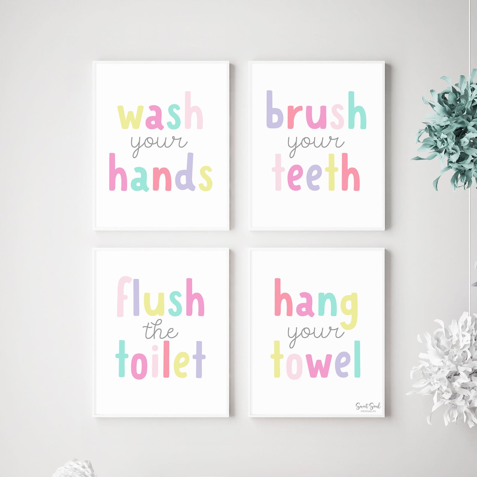 Girl Bathroom Prints Pink Kids Bathroom Wall Art Printable - Etsy