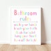 Bathroom Rules Print, Girl Bathroom Prints, Bathroom Wall Art Pink ...