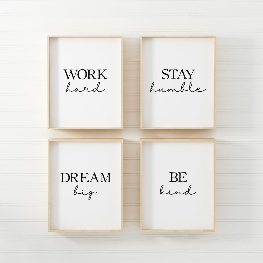 Work Hard Be Kind Stay Humble Inspirational Wall Art - Etsy