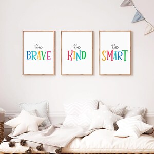 Be Brave Be Kind Be Smart, Kids Wall Art, Toddler Room Decor Printable ...