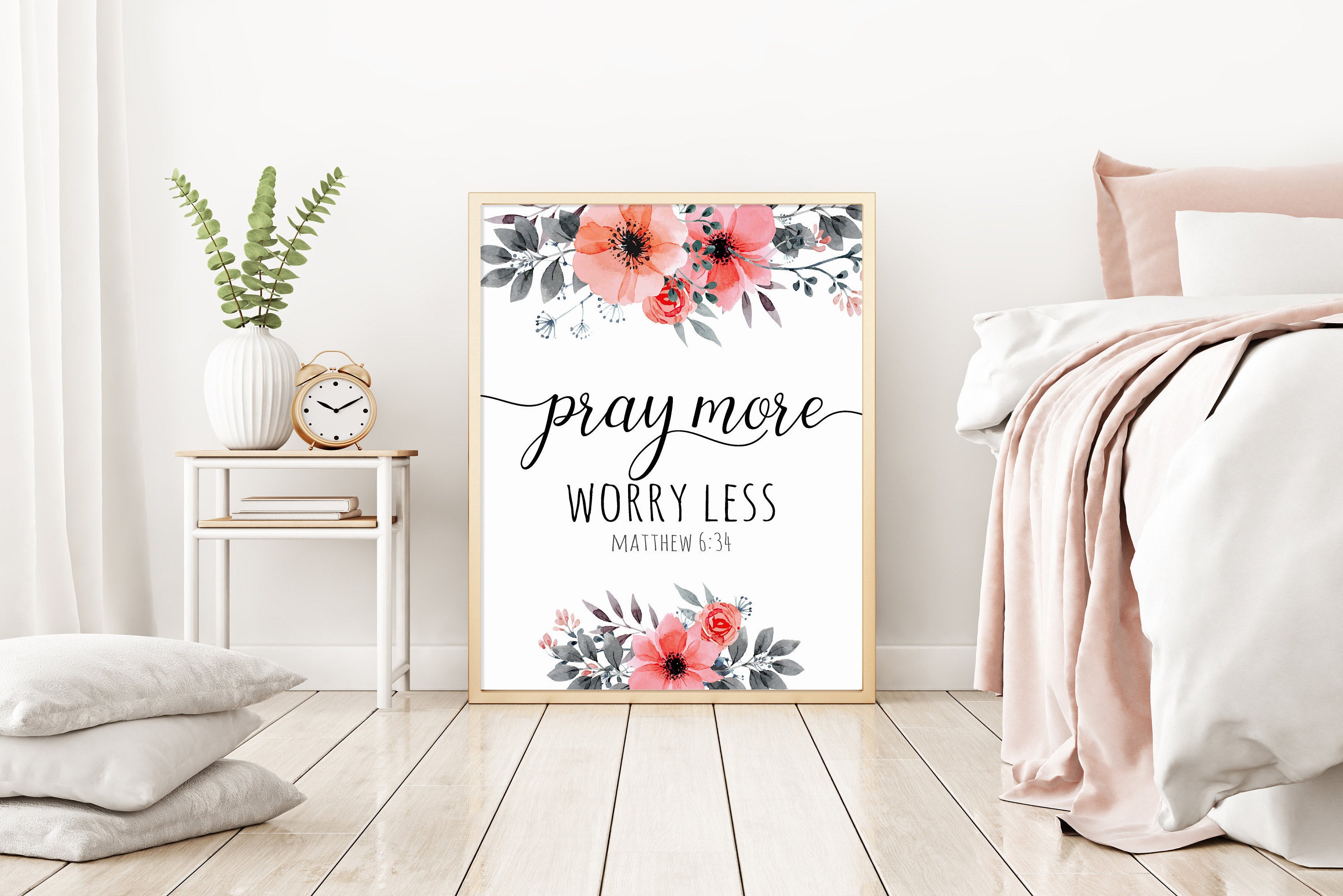 Pray more worry less bible verse prints bible verse | Etsy