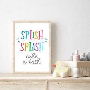 Splish Splash Take A Bath, Kids Bathroom Decor, Bathroom Print, Bright ...