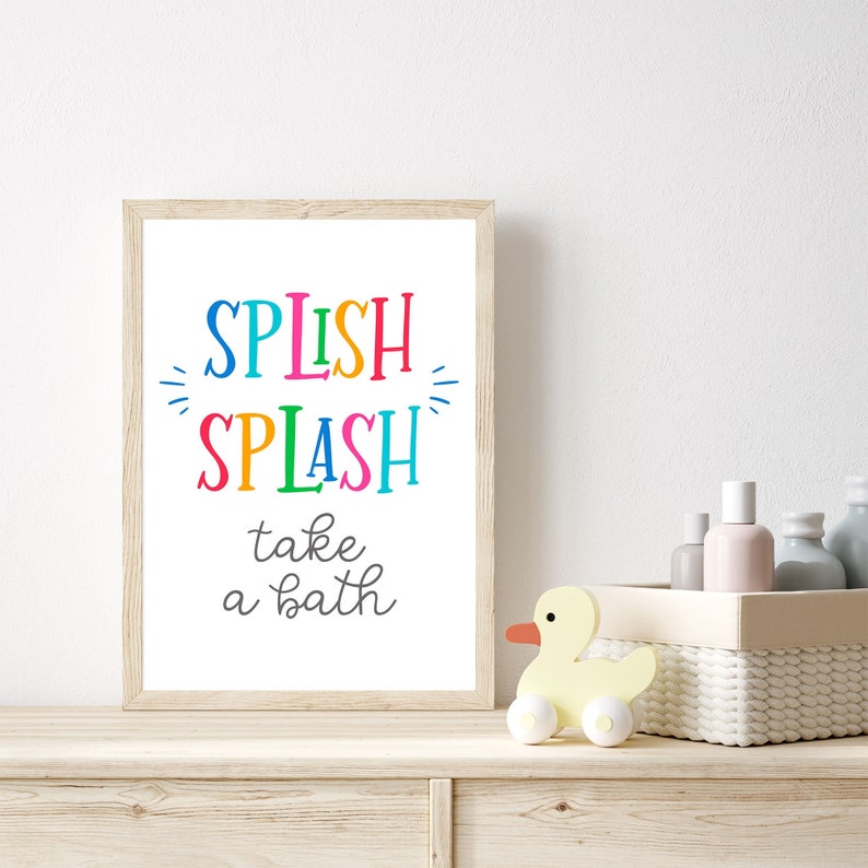 Splish Splash Take A Bath, Kids Bathroom Decor, Bathroom Print ...
