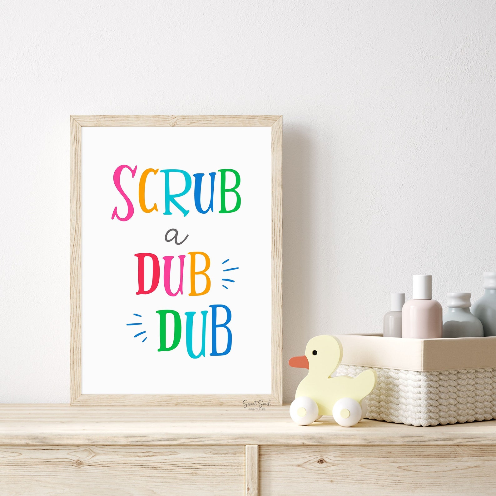 Scrub a Dub Dub Print Kids Bathroom Wall Art Printable - Etsy