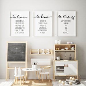 Be Brave Be Kind Be Strong Baby Nursery Prints, Boy Nursery Wall Art ...