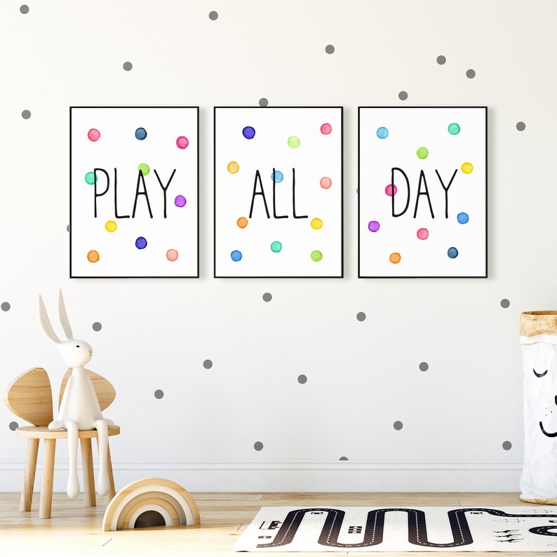 Play All Day, Nursery Wall Art, Playroom Prints, Playroom Wall Decor ...