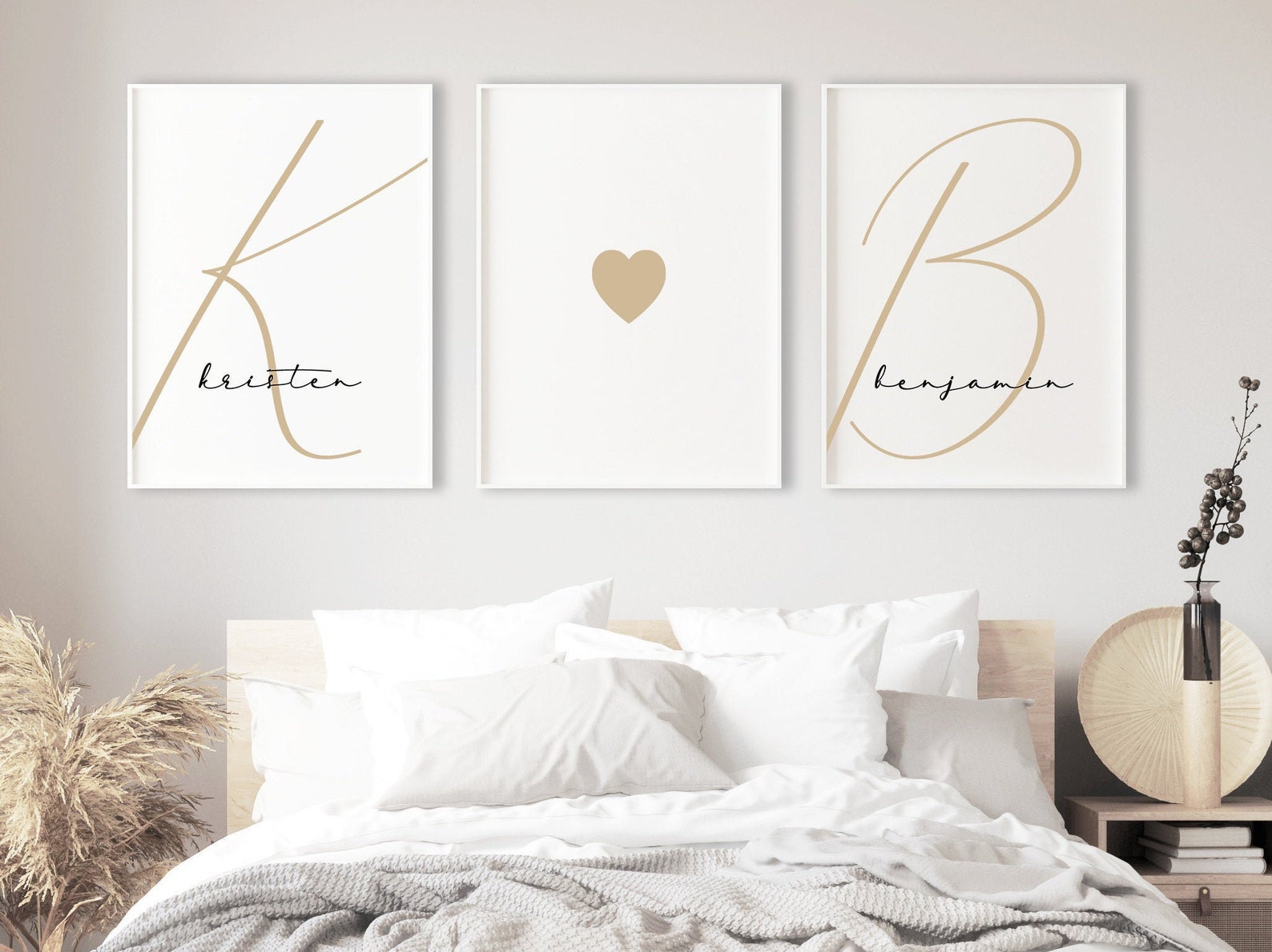 Couple Name Initials Print, Master Bedroom Above Bed Art Couple Bedroom ...