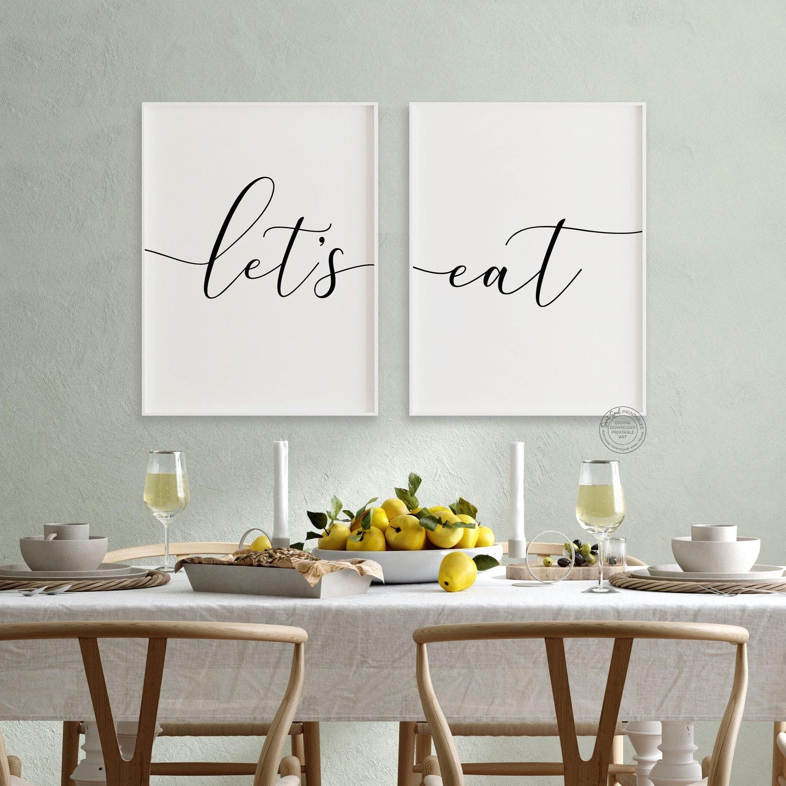 Let's Eat Print Download Kitchen and Dining Wall Art, Dining Room ...