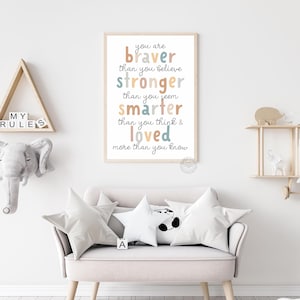 Winnie the Pooh Quote, You Are Braver Than You Believe, Boho Nursery ...