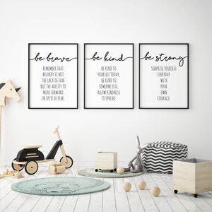Be Brave Be Kind Be Strong, Baby Nursery Prints, Boy Nursery Wall Art ...