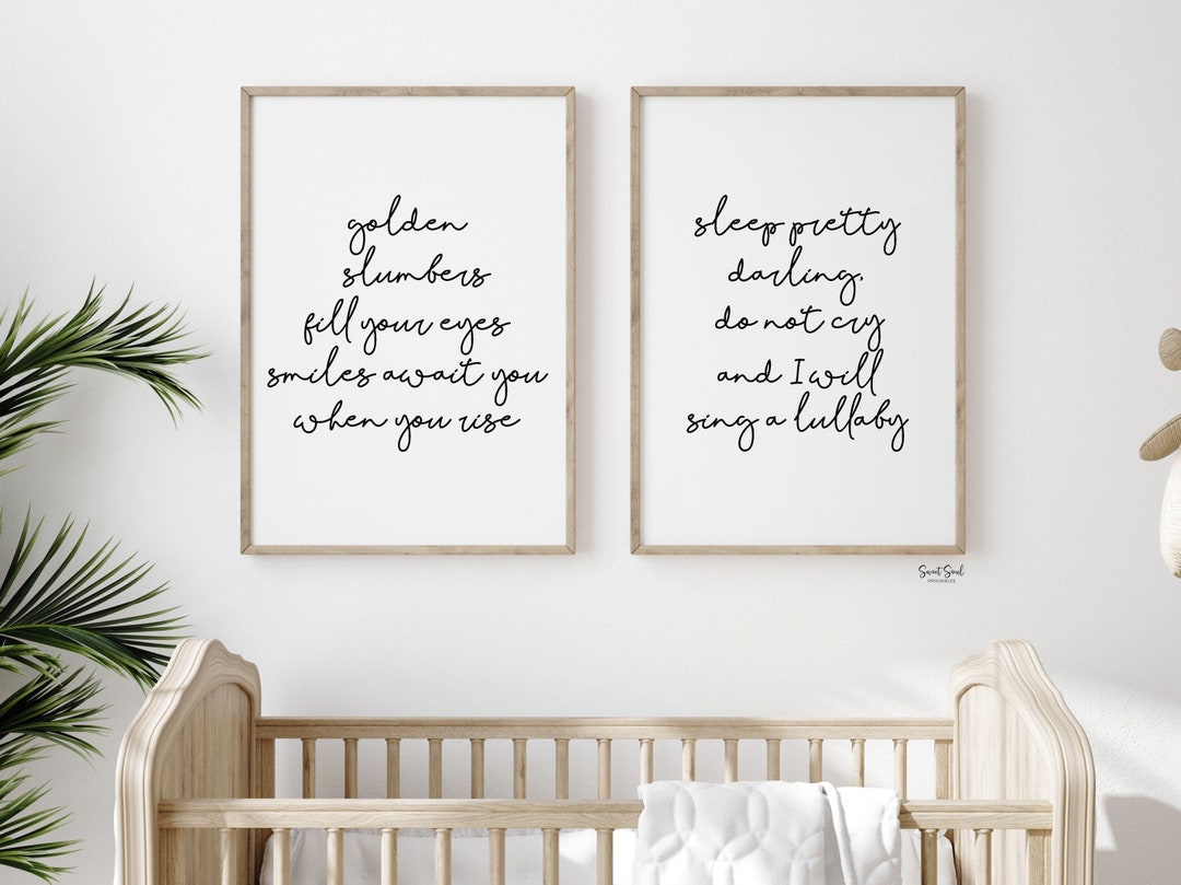 Golden Slumbers Nursery Lyrics Wall Art, Beatles Song Print Baby Room ...