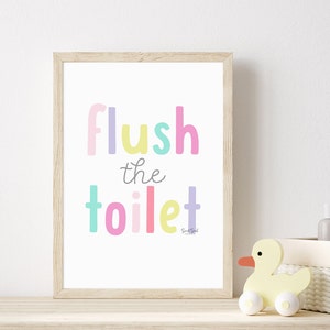 Girl Bathroom Prints Pink, Kids Bathroom Wall Art Printable, Bathroom ...