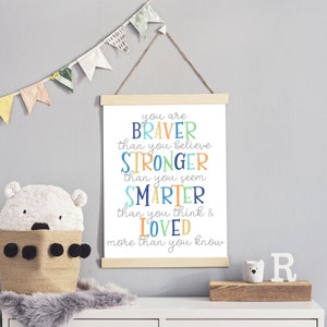 Winnie the Pooh Quote, You Are Braver Than You Believe, Nursery Print ...