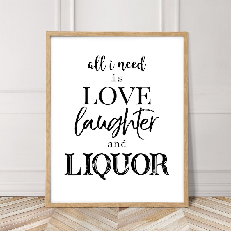 Drink wall art bar decor print home decor print love bar | Etsy