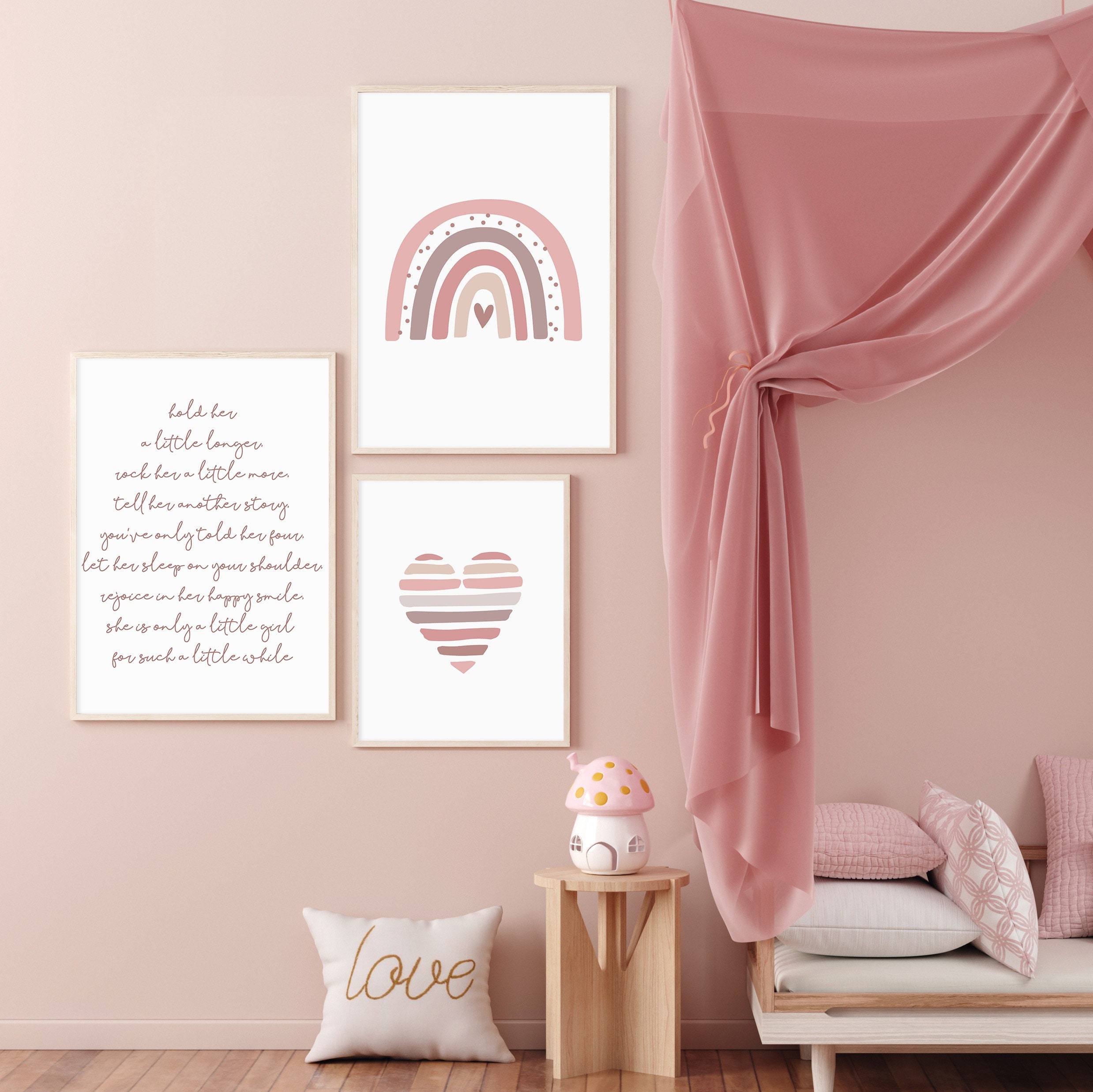 Hold Her a Little Longer Nursery Wall Art Girl Boho Pink - Etsy