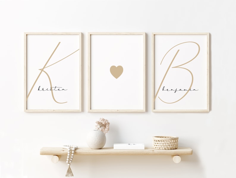 Couple Name Initials Print Master Bedroom Above Bed Art | Etsy