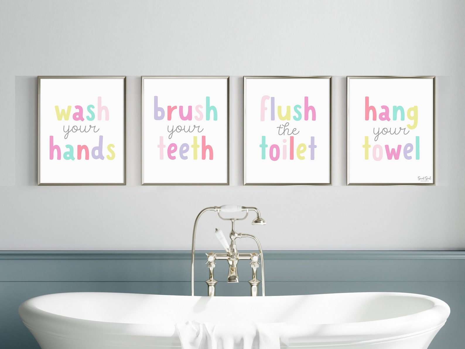 Girl Bathroom Prints Pink Kids Bathroom Wall Art Printable - Etsy