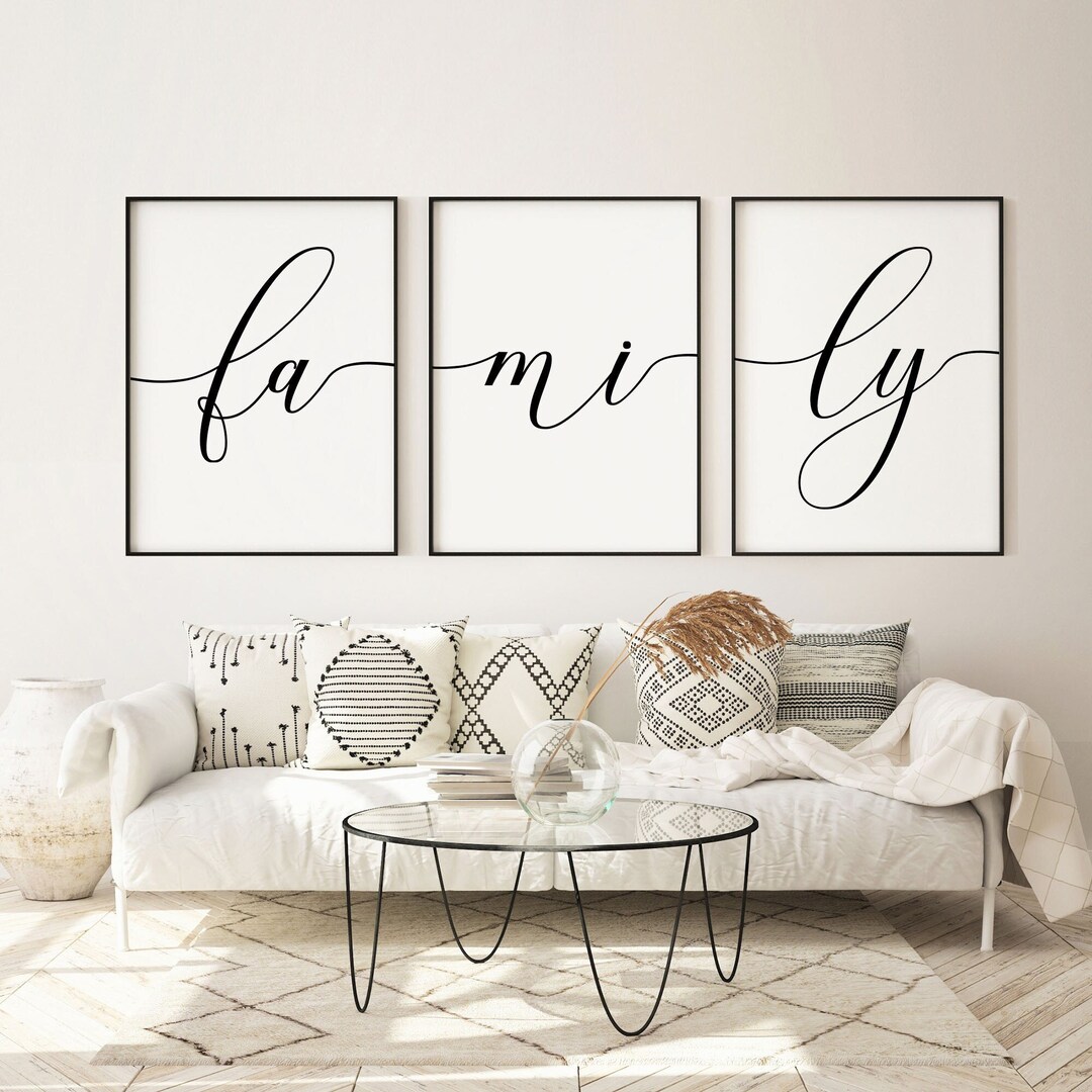 Family Wall Art Set of 3, Wall Decor Living Room Prints, Above Couch ...