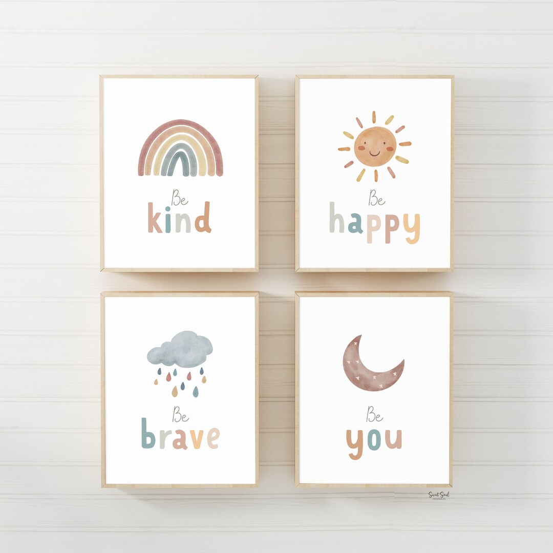 Be Kind Be Happy Be Brave Be You, Neutral Nursery Prints Baby Room ...