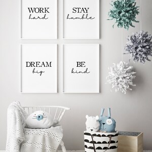 Work Hard Be Kind Stay Humble Inspirational Wall Art - Etsy