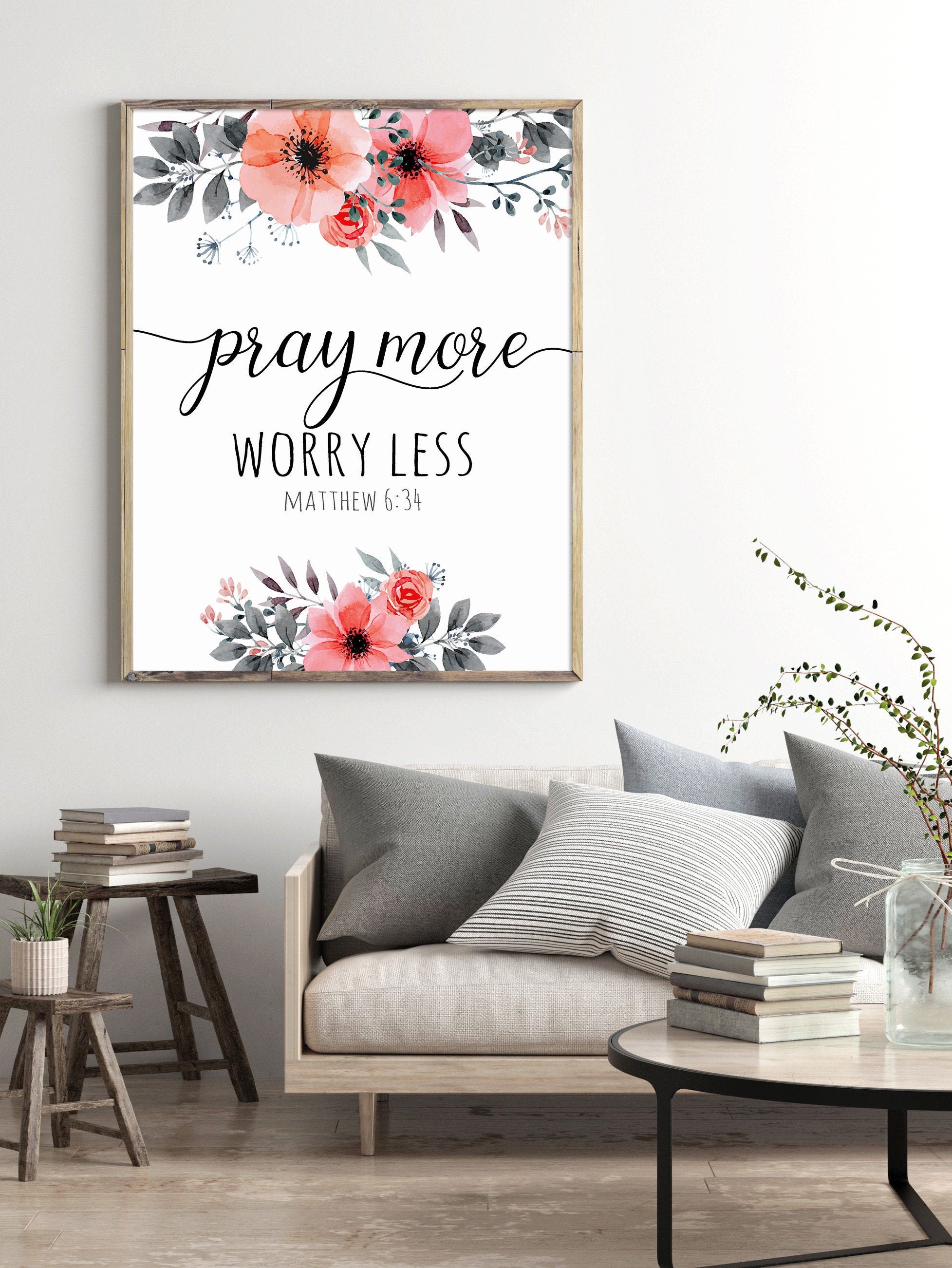 Pray more worry less bible verse prints bible verse | Etsy