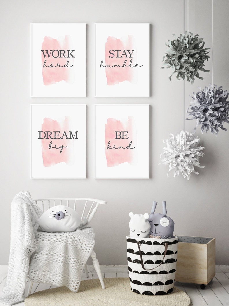 Work Hard Stay Humble Be Kind Inspirational Office Wall | Etsy
