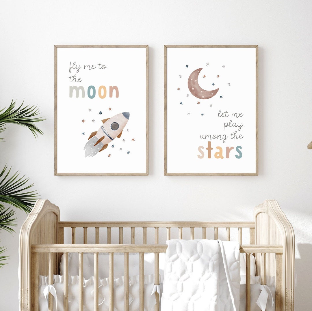 Fly Me to the Moon Let Me Play Among the Stars, Nursery Prints Boy ...