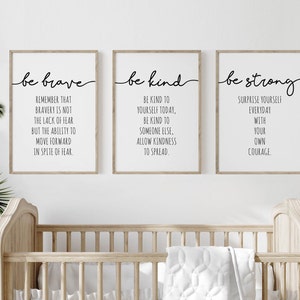 Be Brave Be Kind Be Strong Baby Nursery Prints, Boy Nursery Wall Art ...