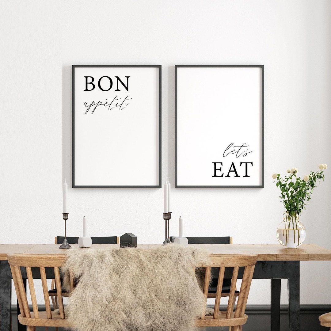 Bon Appetit Let's Eat Print, Kitchen and Dining Wall Art, Dining Room ...