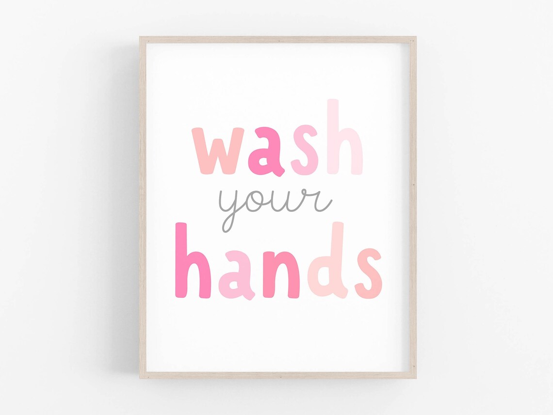 Girl Bathroom Prints Pink Kids Bathroom Wall Art Printable - Etsy