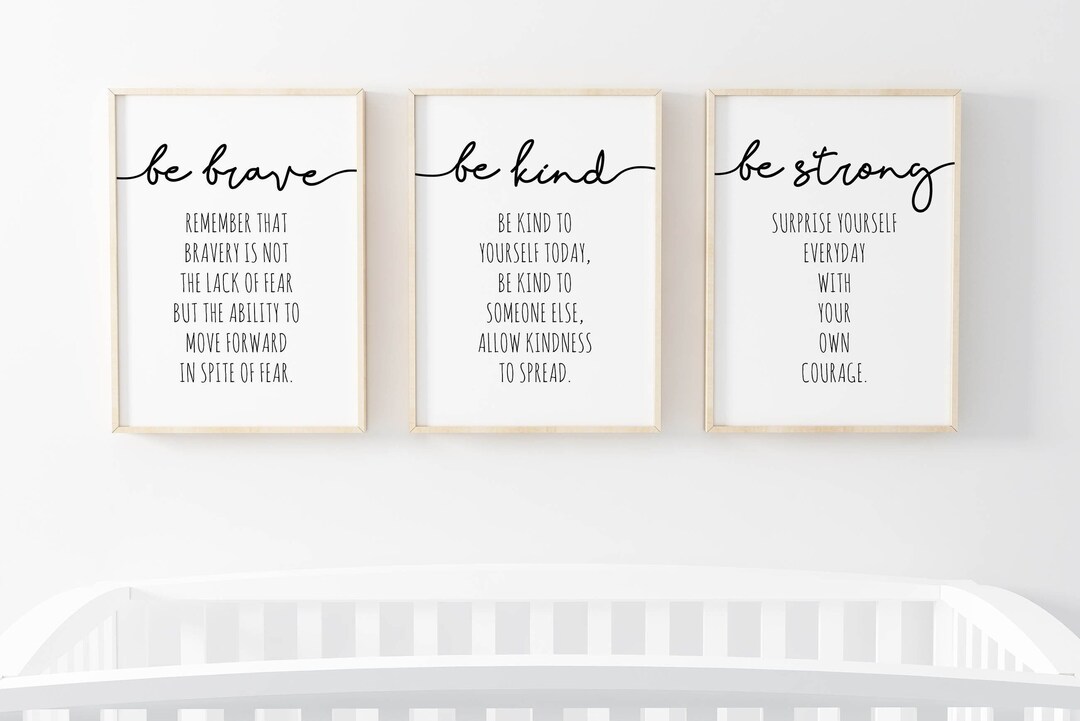 Be Brave Be Kind Be Strong Baby Nursery Prints, Boy Nursery Wall Art ...